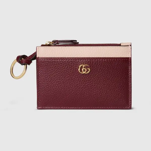 Gucci Bi-color Gg Marmont Zip Key Pouch Leather - Bordeaux