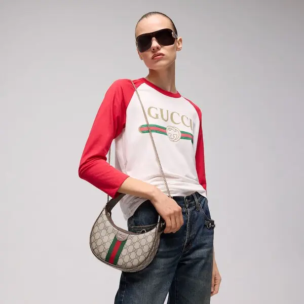 Gucci Ophidia Small Shoulder Bag In Gg Canvas - Beige