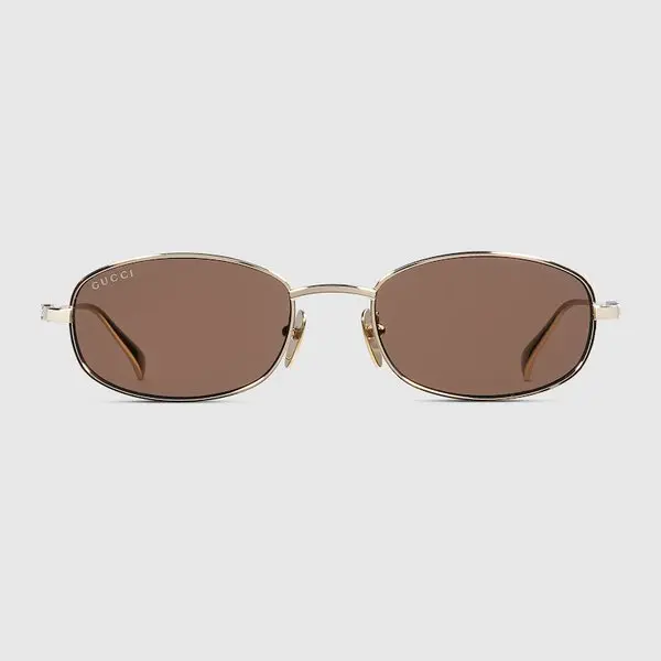 Gucci Oval Frame Sunglasses - Gold