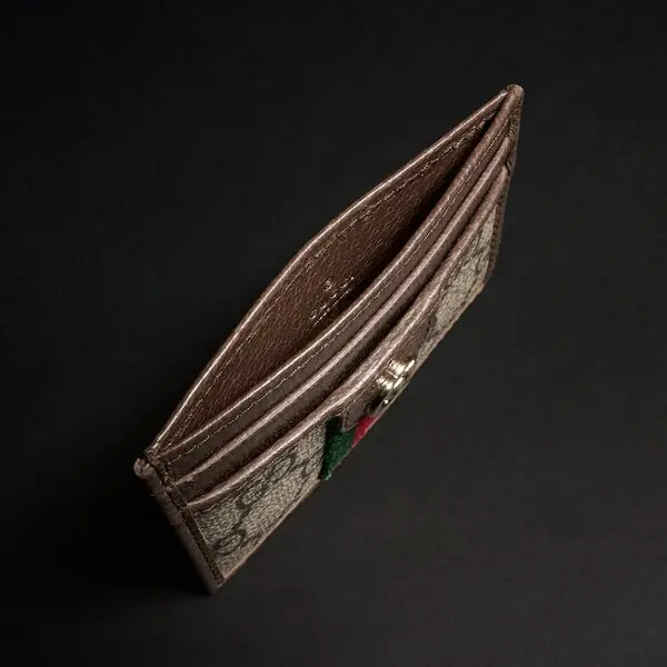 Gucci Ophidia Card Case Gg Canvas - Beige