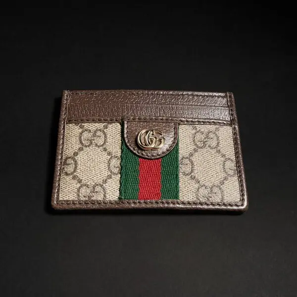 Gucci Ophidia Card Case Gg Canvas - Beige