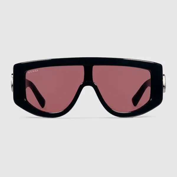 Gucci Rectangular Frame Sunglasses With Double G - Black