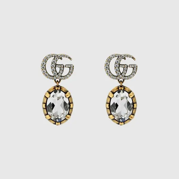 Gucci Gg Marmont Crystal Earrings - Crystals
