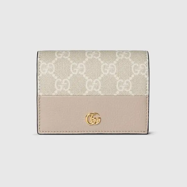 Gucci Bi-color Gg Marmont Small Wallet Leather - Neutral
