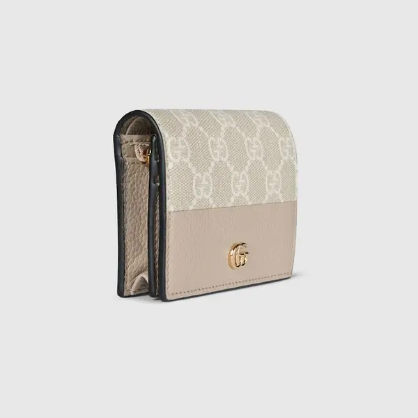 Gucci Bi-color Gg Marmont Small Wallet Leather - Neutral
