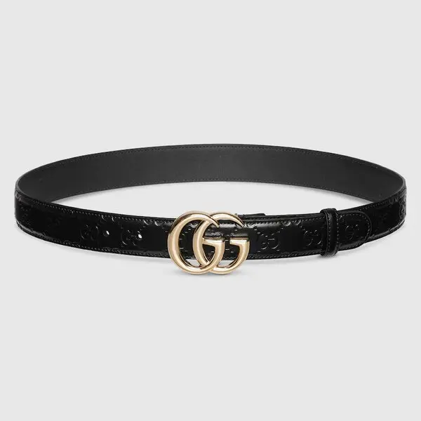 Gucci Gg Marmont Thin Belt - Black