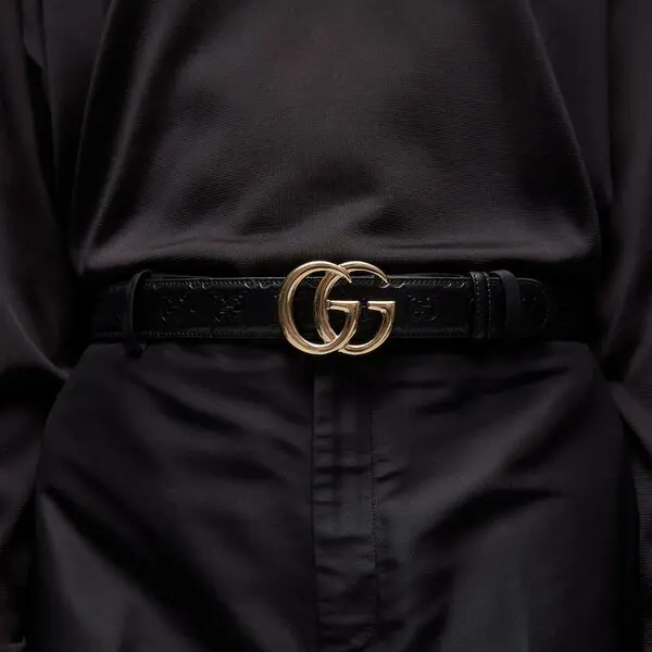 Gucci Gg Marmont Thin Belt - Black