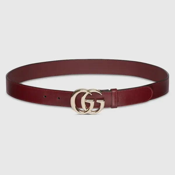Gucci Gg Marmont Thin Belt - Bordeaux