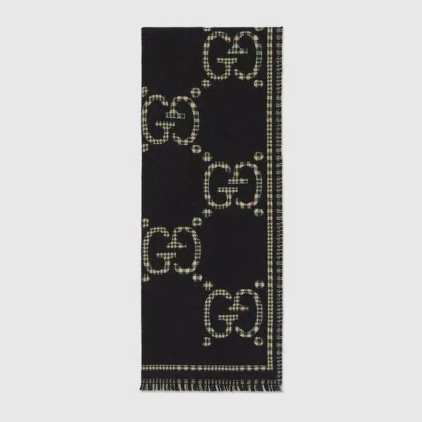 Gucci Check Gg Wool Scarf Wool