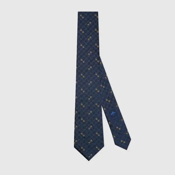Gucci Gg Silk Jacquard Tie - Blue