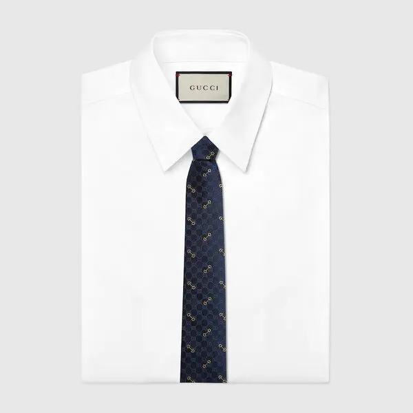 Gucci Gg Silk Jacquard Tie - Blue