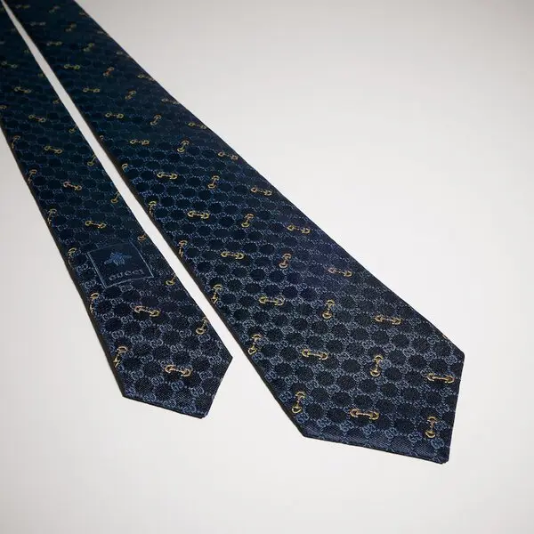 Gucci Gg Silk Jacquard Tie - Blue