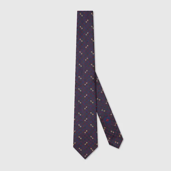 Gucci Gg Silk Jacquard Tie - Blue