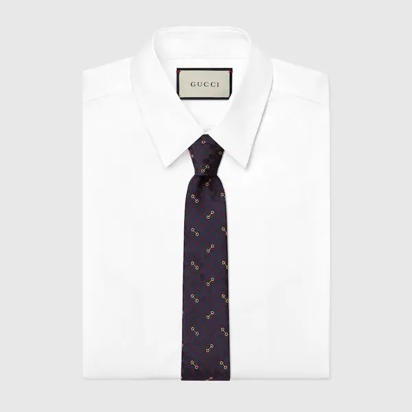 Gucci Gg Silk Jacquard Tie - Blue
