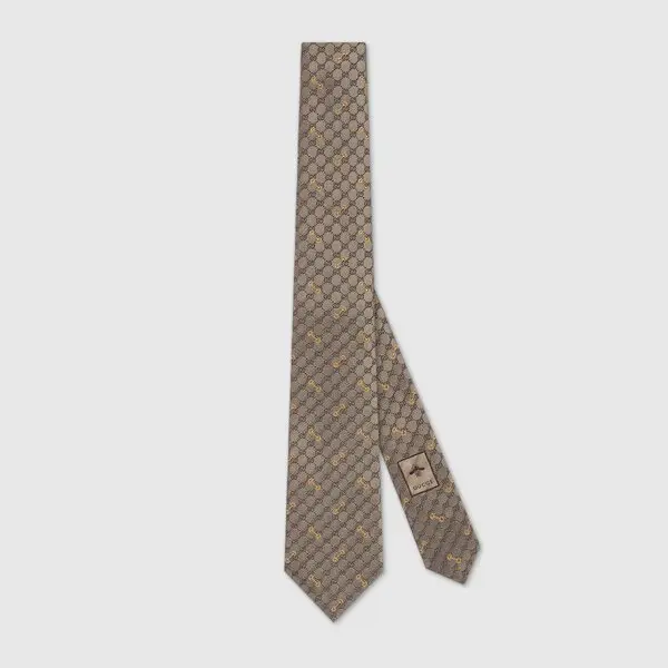 Gucci Gg Silk Jacquard Neck Tie - Brown