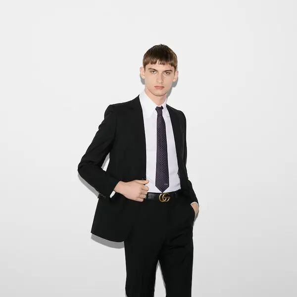 Gucci Gg Silk Jacquard Neck Tie - Blue