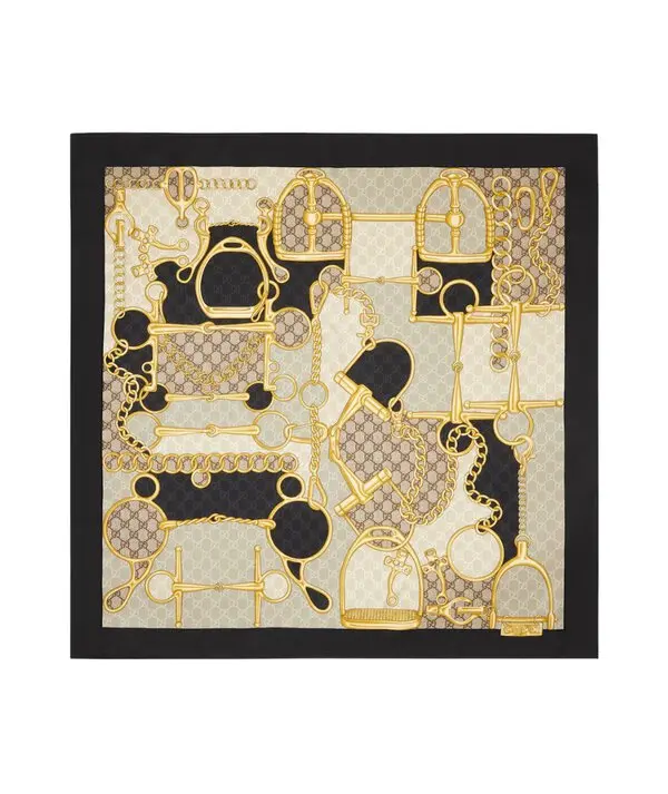 Gucci Printed Silk Twill Carr - Black