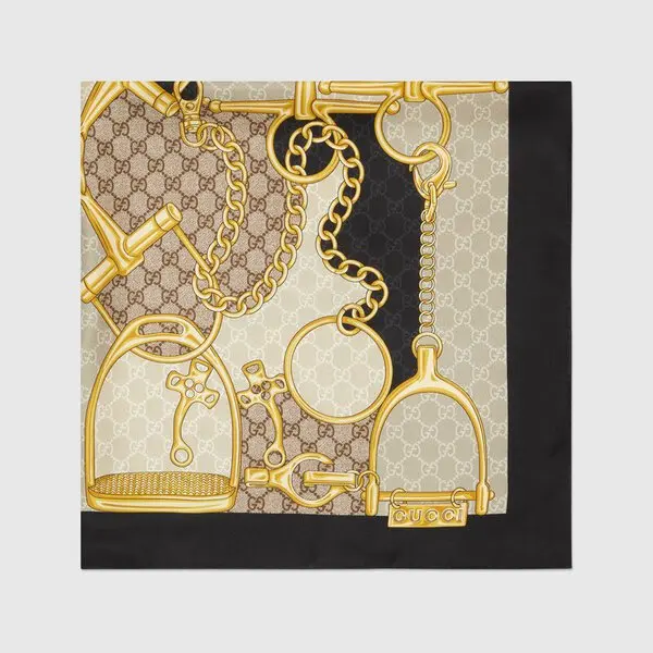Gucci Printed Silk Twill Carr - Black