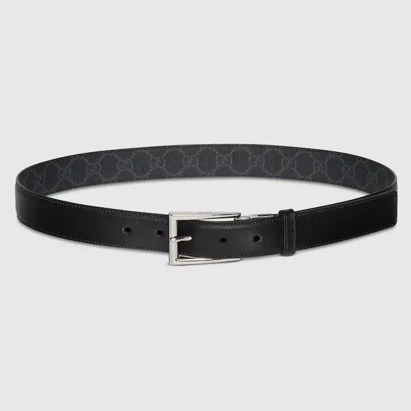 Gucci Reversible Belt With Rectangular Buckle - Black