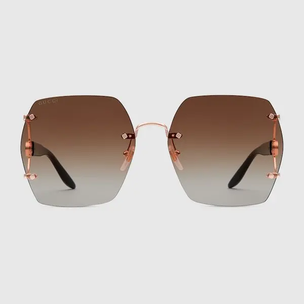 Gucci Geometric Frameless Sunglasses - Gold