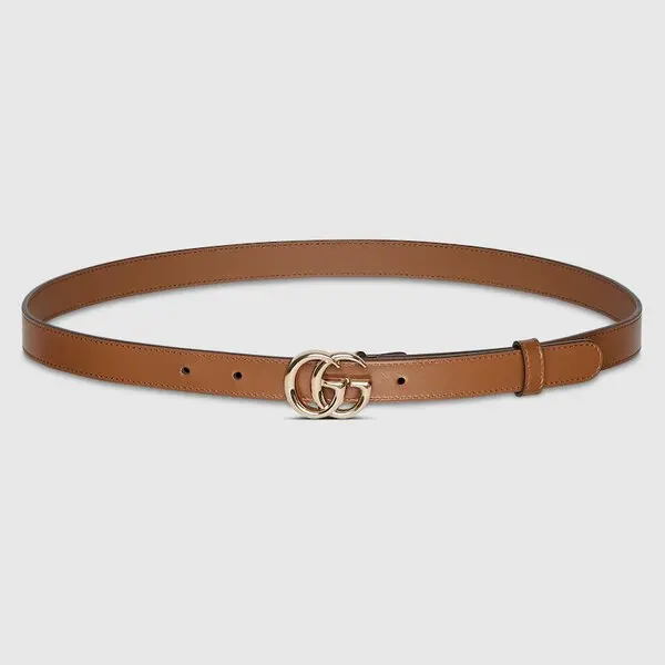 Gucci Gg Marmont Thin Belt - Brown