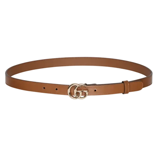 Gucci Gg Marmont Thin Leather Belt - Brown
