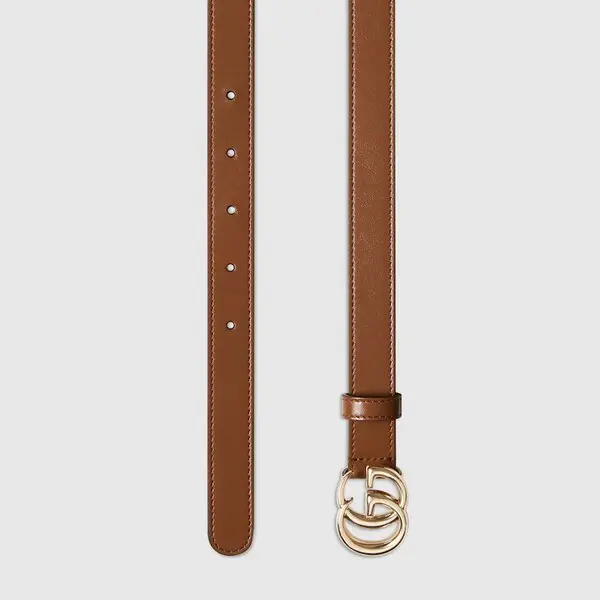 Gucci Leather Belt With Gg Logo - Brown | Editorialist display picture 1