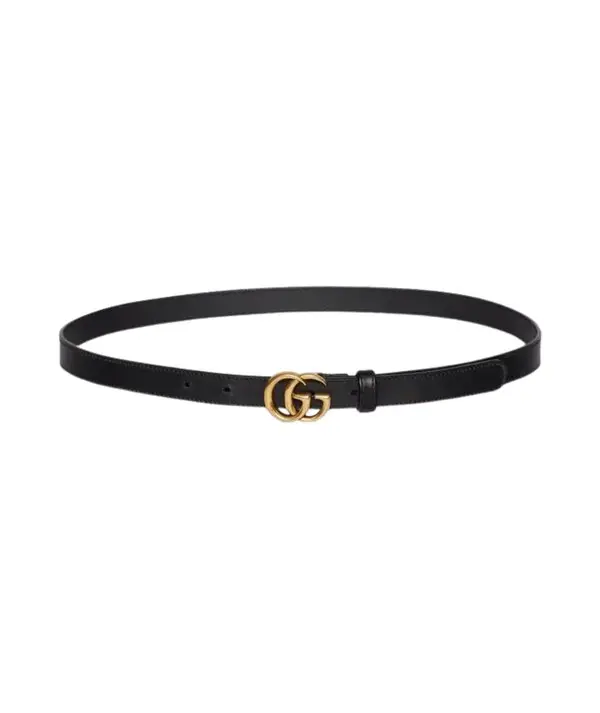 Gucci Gg Marmont Thin Leather Belt - Black