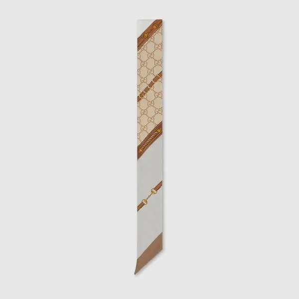 Gucci Printed Silk Ribbon Silk - Beige