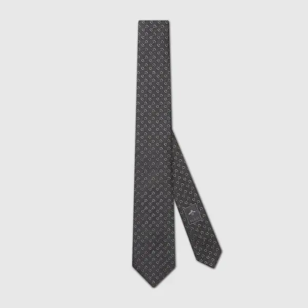Gucci Horsebit Silk Jacquard Tie - Black