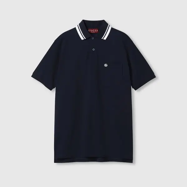Gucci Cotton Polo Shirt With Embroidery - Blue