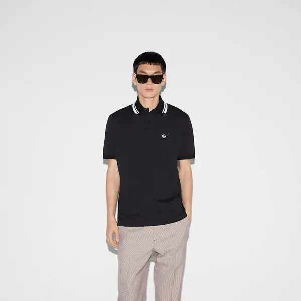 Gucci Cotton Polo Shirt With Embroidery - Blue