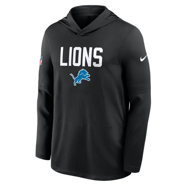 Nike Detroit Lions Pass Accuracy Dri-fit Nfl Long-sleeve Hooded Top - Black