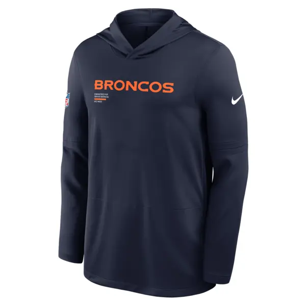 Nike Denver Broncos Pure Fury Sideline Dri-fit Nfl Long-sleeve Hooded Top - Blue