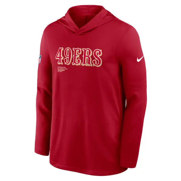 Nike San Francisco 49ers Pure Fury Sideline Dri-fit Nfl Long-sleeve Hooded Top - Red