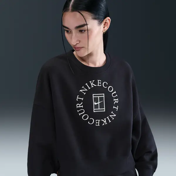 Nike Court Heritage Phoenix Fleece Over-oversized Crew-neck Sweatshirt - Black