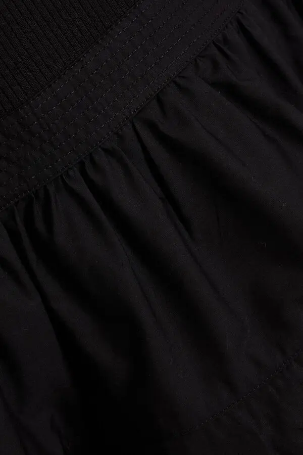 Ulla Johnson Tilda Ribbed Knit-paneled Poplin Mini Dress - Black