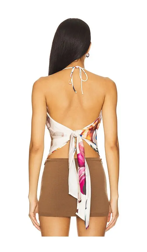 JULIET JOHNSTONE Printed Cowl Neck Halter Top