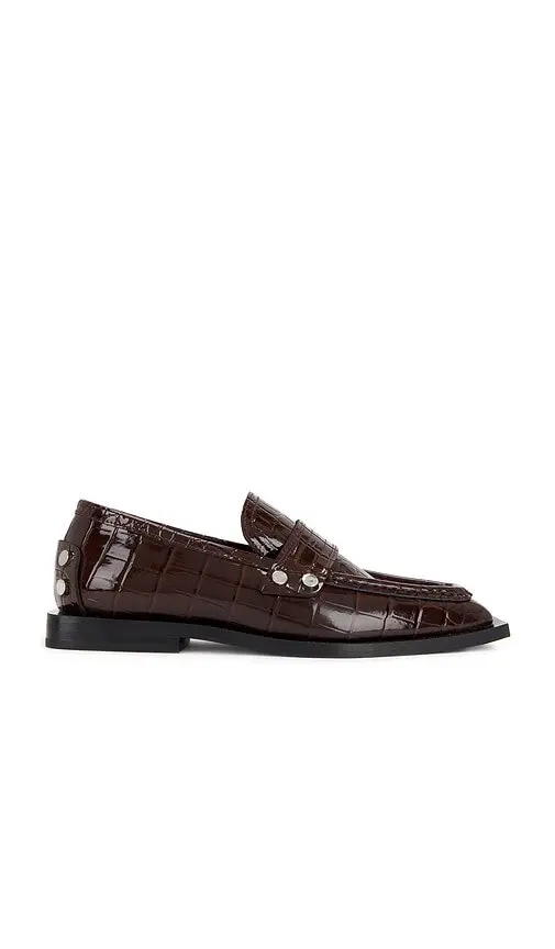 GANNI Studs Square Loafer - Chocolate Fondant