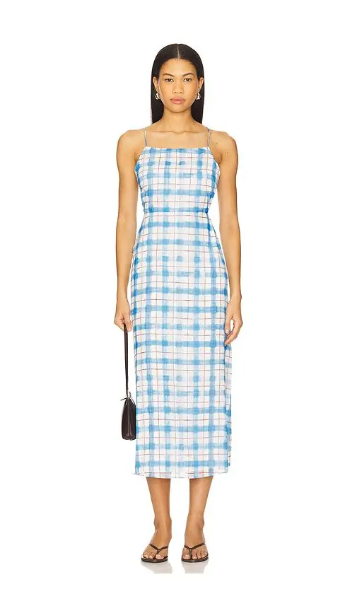 Joe'S Jeans Charlie Midi Dress In Blue & Rust Check - 57% Off | Editorialist