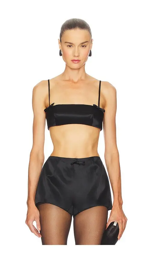 Courtney Zheng Duchesse Silk Bralette Top - Black