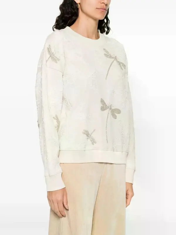 FORTE_FORTE Embroidered Cotton Sweatshirt - Neutrals