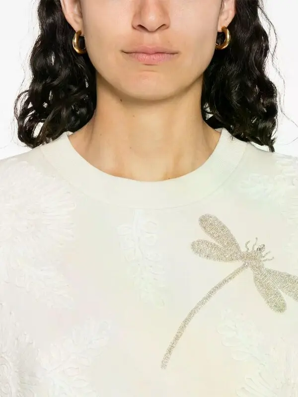 FORTE_FORTE Embroidered Cotton Sweatshirt - Neutrals