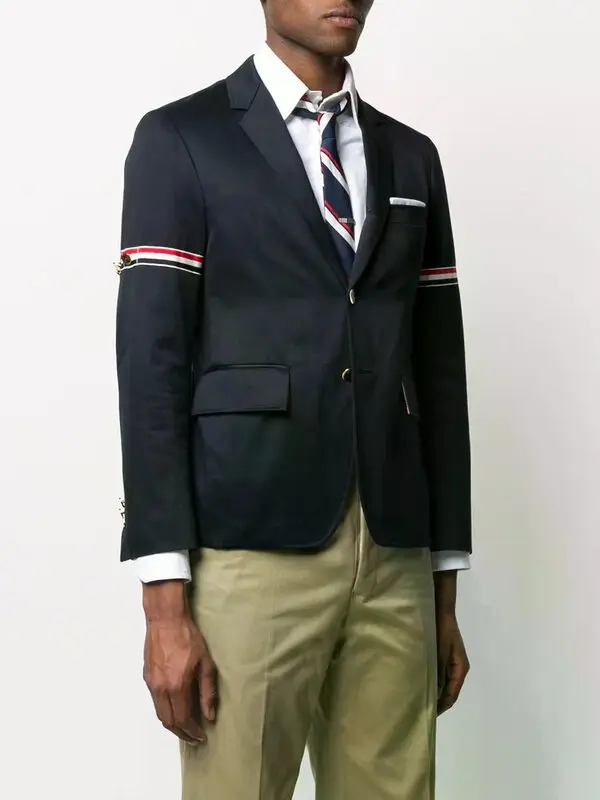 Thom Browne Unconstructed Grosgrain Armband Sport Coat - Blue