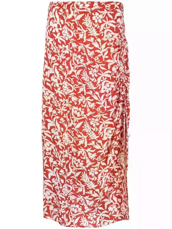 Polo Ralph Lauren Floral Print Midi Skirt - Red