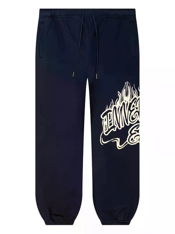 HONOR THE GIFT Flame-print Cotton Sweatpants - Blue