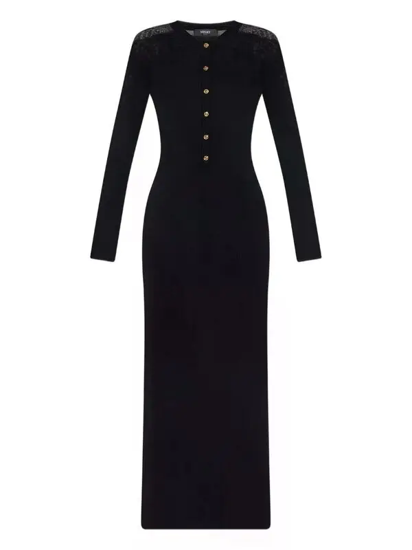 Versace Lace-insert Button-front Maxi Dress