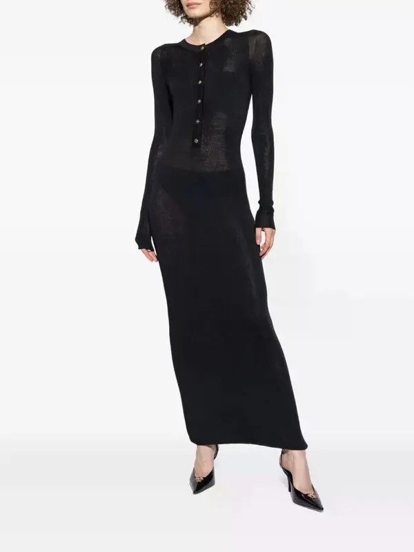 Versace Lace-insert Button-front Maxi Dress