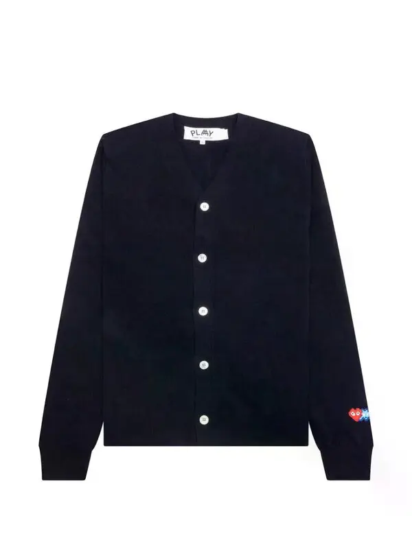 Play Comme Des Garcon X The Artist Invader Heart-patch Cardigan - Blue