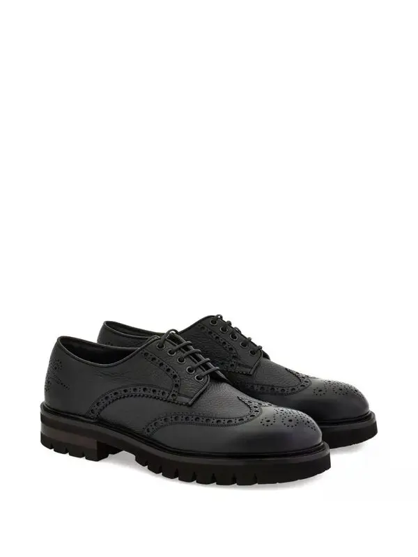 FERRAGAMO Brogue Derby Shoes With Chunky Sole
